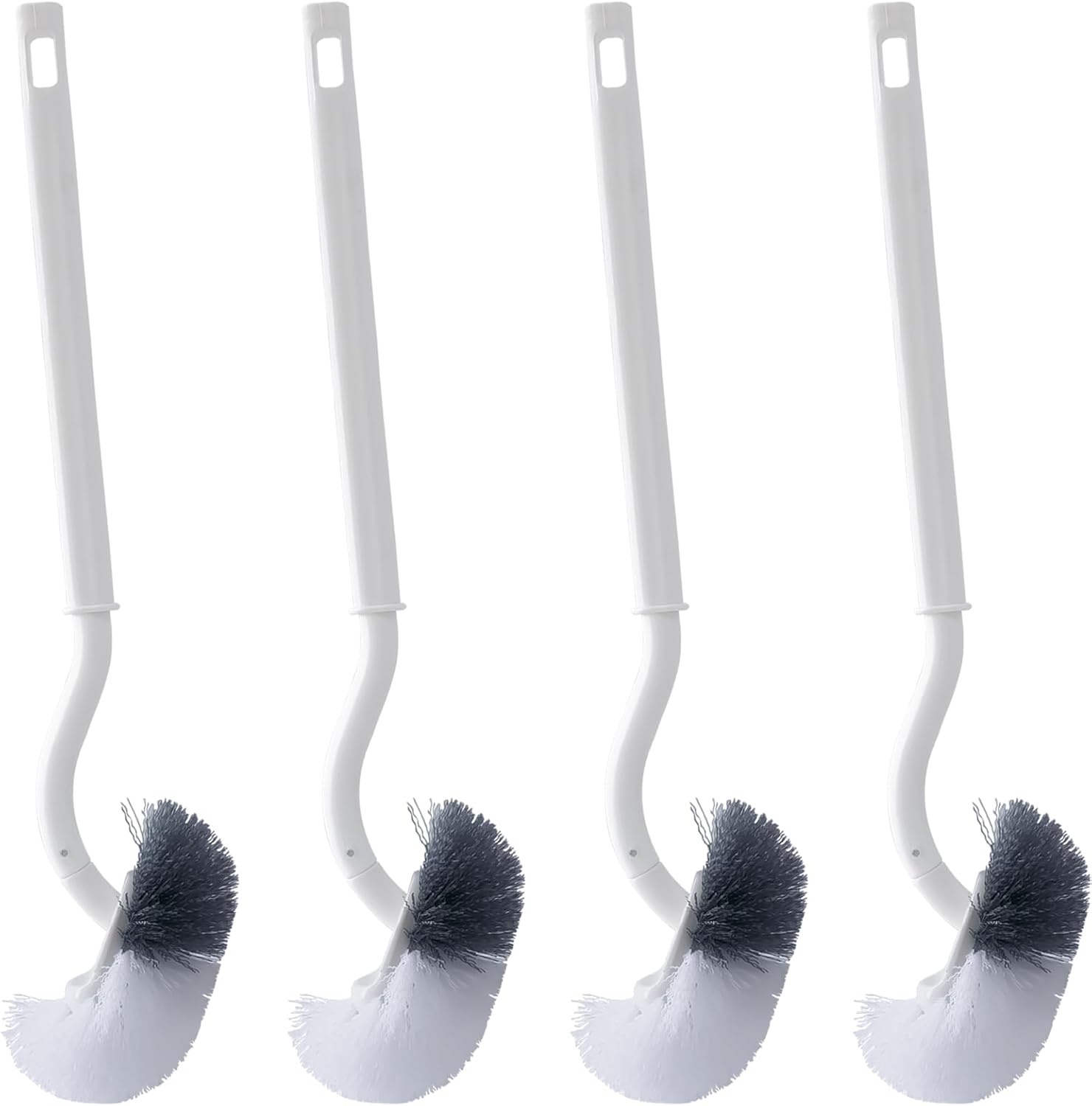 4 Pack Toilet Brush Curved Design Angled Cleaning Brush for Deep ...