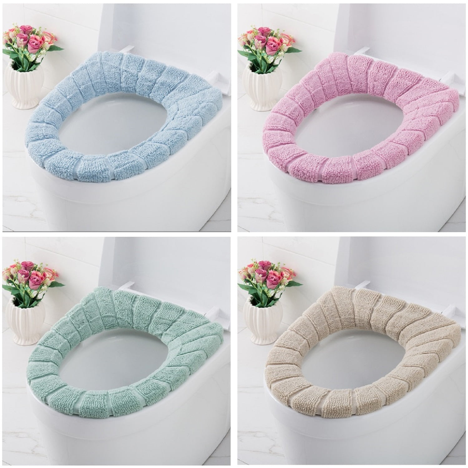 4 Pack Toilet Seat Covers, Soft Warmer Toilet Seat Cushion Cover ...