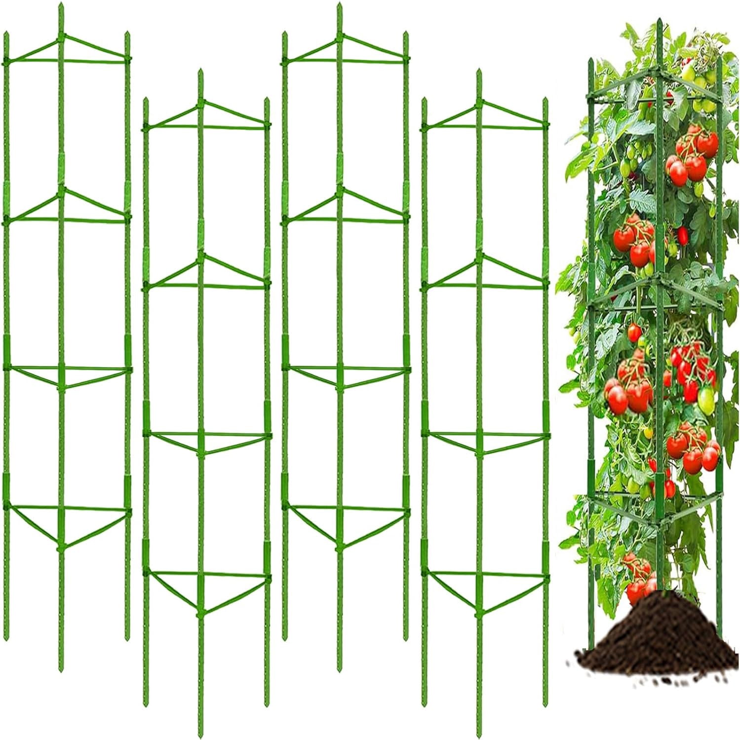 4 Pack Tomato Cage for Garden- Plant Support Stakes Up to 63inch Garden ...