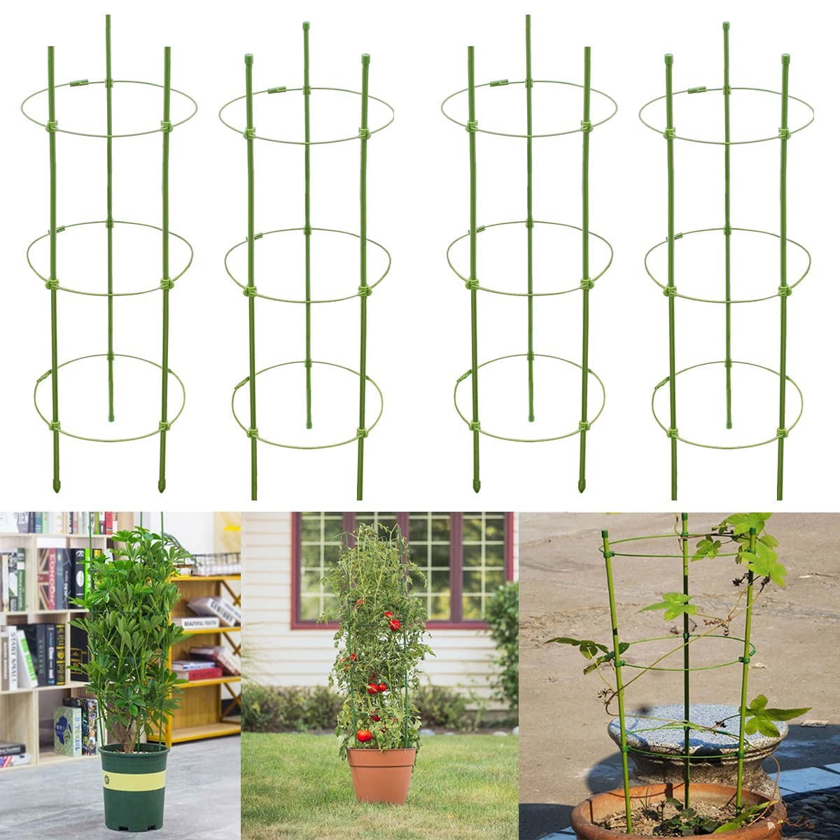 4-Pack Tomato Cage Plants Support, Trellis Climbing Ring Cage Stand for ...