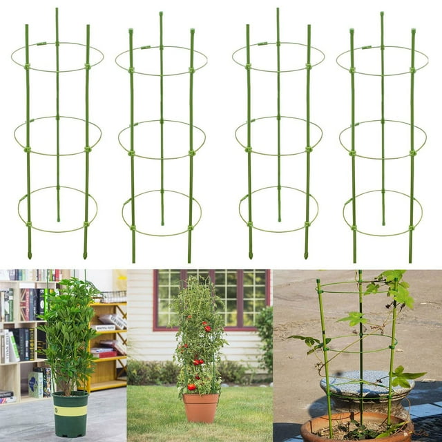4-Pack Adjustable Garden Stakes for Tomato & Veggie Plants, Strong Cage ...