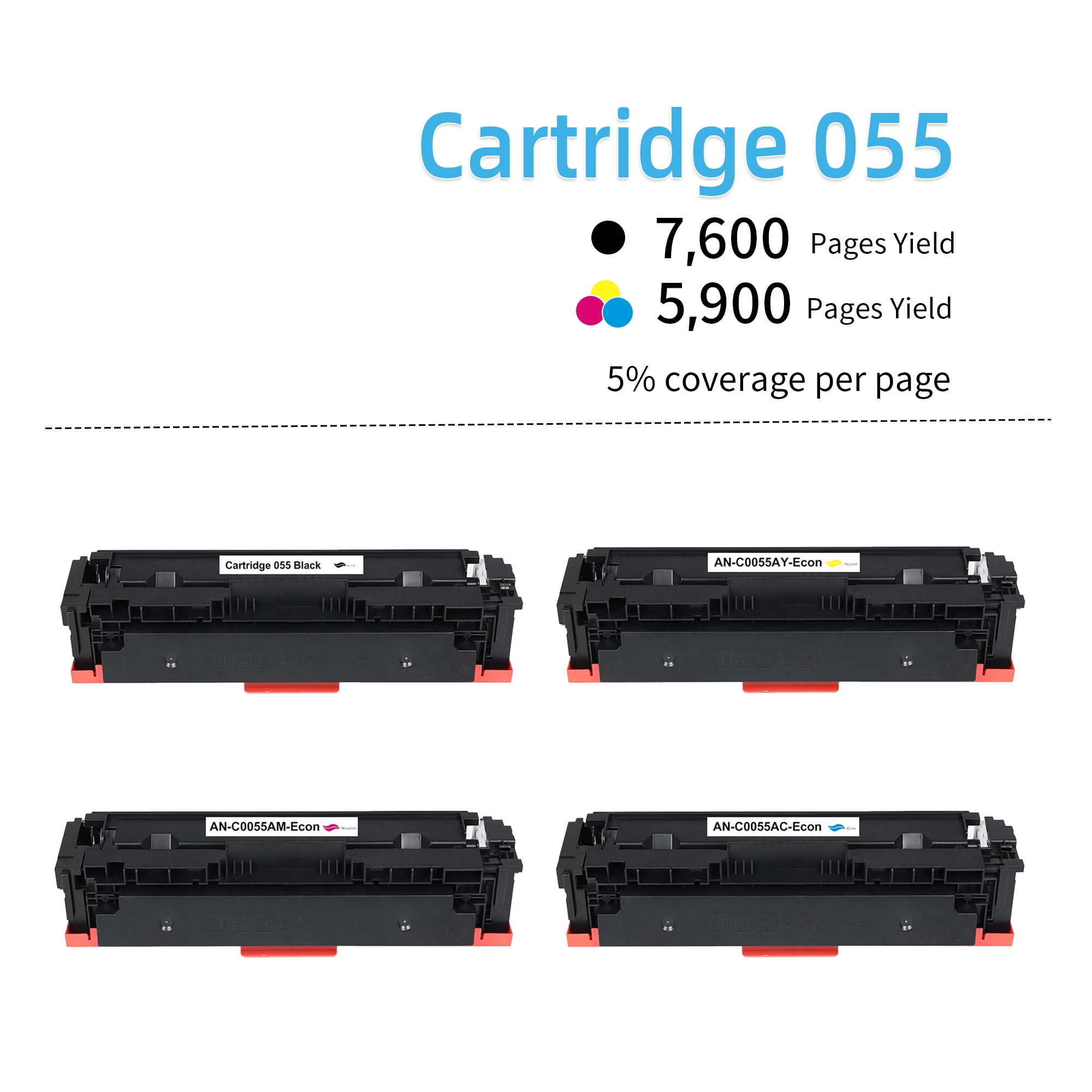 4-Pack Toner Cartridge, 055A, Compatible for Canon imageCLASS MF742Cdw ...