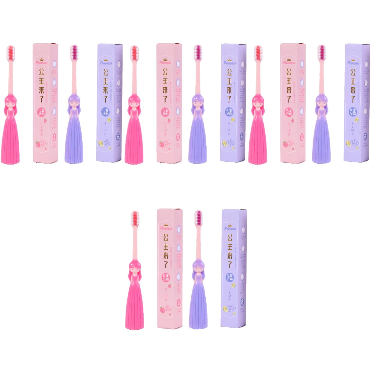 4 Pack Toothbrush Kids Children's Attractive Princess and Pregnant ...
