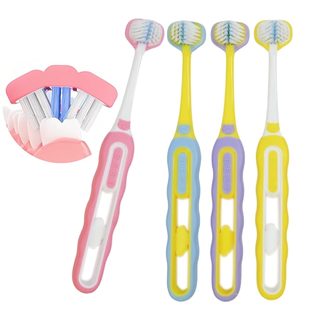 Toothbrush 4 Pack, Soft Toothbrush Efficient 3 Sided Tooth Brush ...