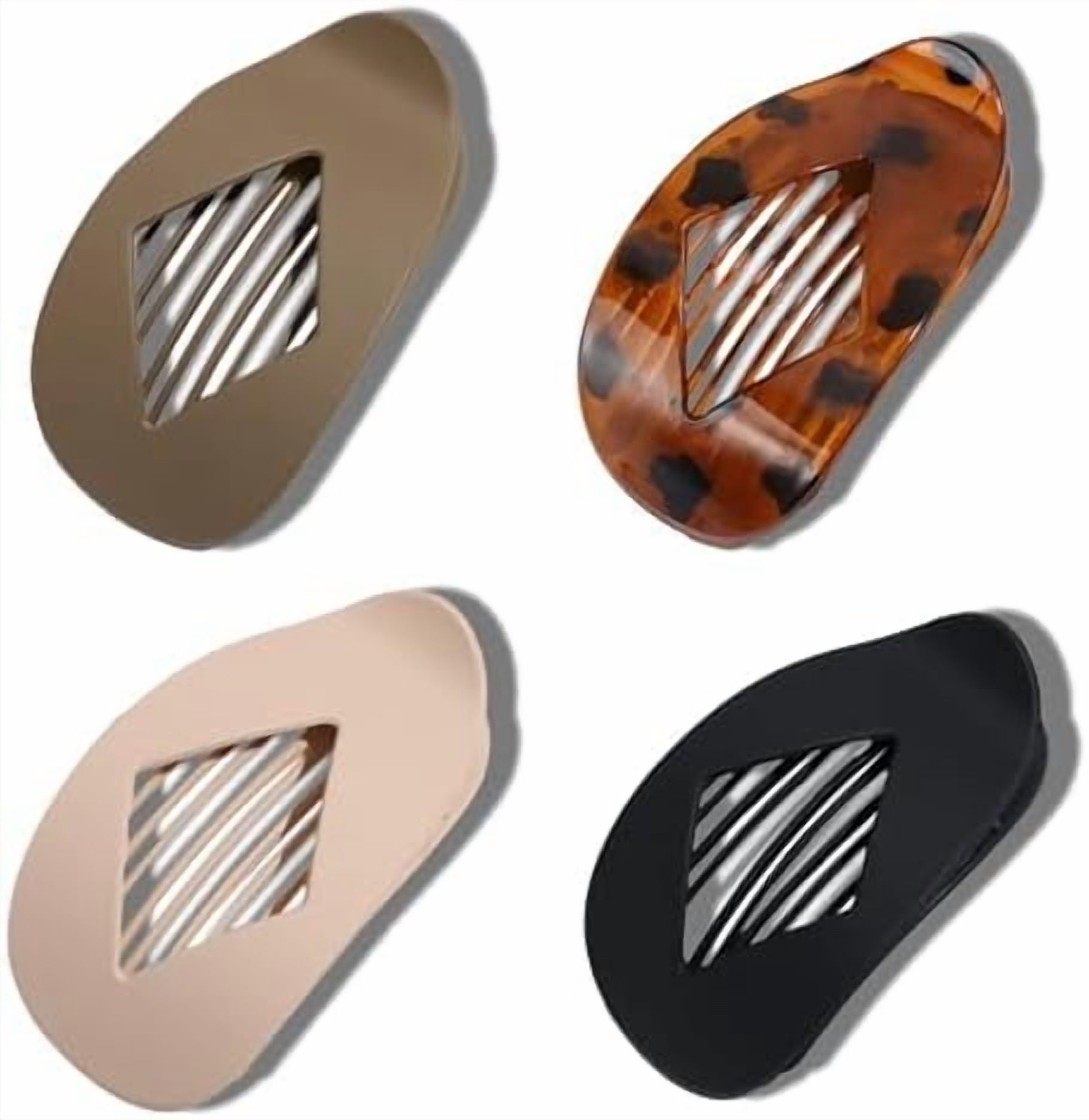 4 Pack Tortoise Shell Flat Clips - Round Lay Flat Barrettes - Hold for ...