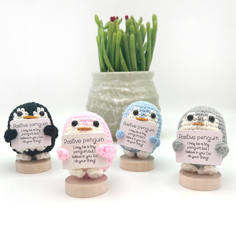 4 Pack Toy Handmade Emotional Support Toys Positive Life Penguin Desk ...