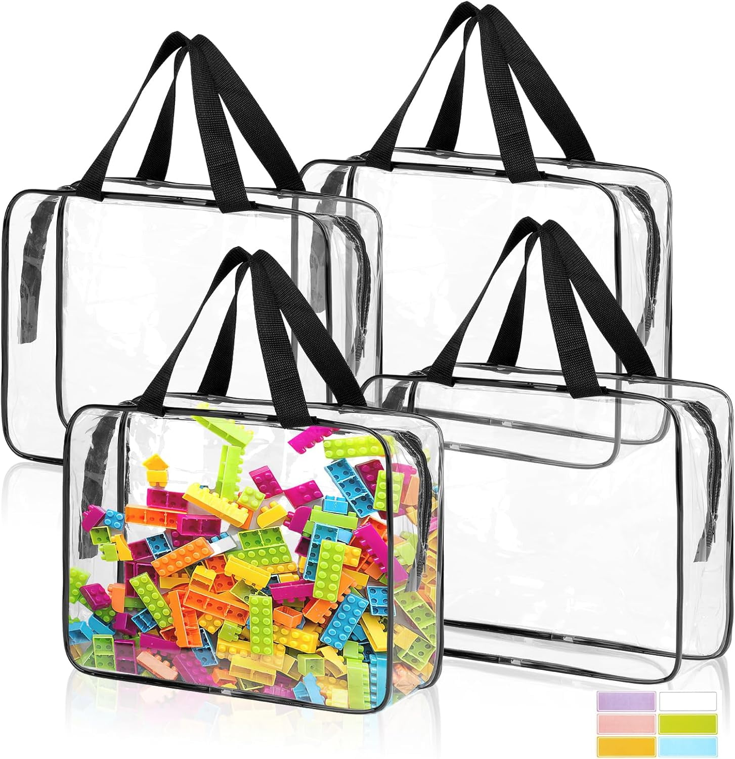 4 Pack Toy Storage Bags, Clear PVC Toy Organizer with Zipper, Large ...