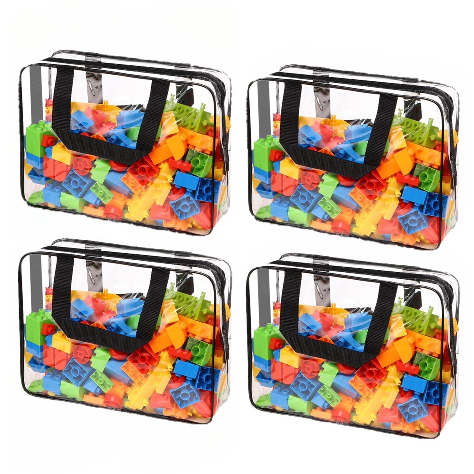 4 Pack Toy Storage Bags, Clear Zipper Bags for Organizing, Waterproof ...