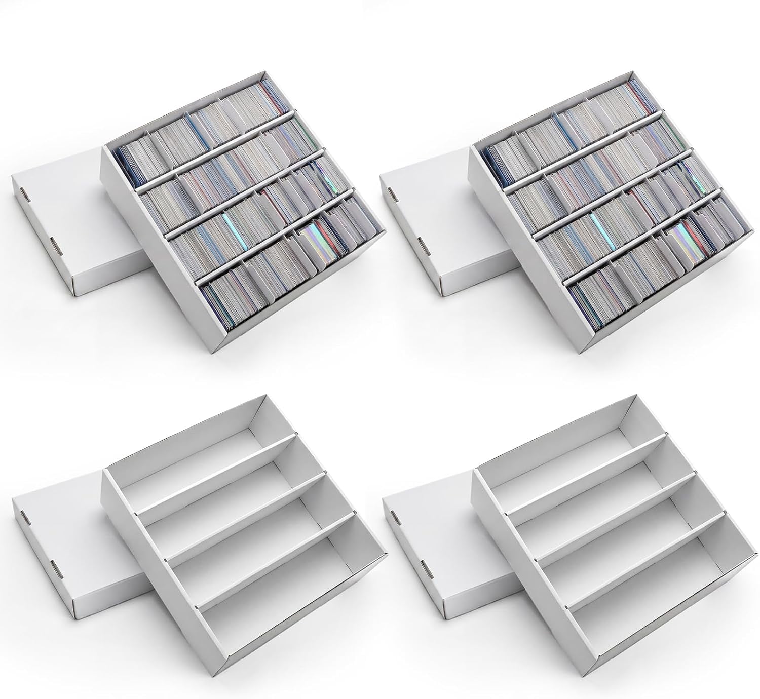 4 Pack Trading Card Storage Box, 3200 Count Cardboard Card Boxes with ...