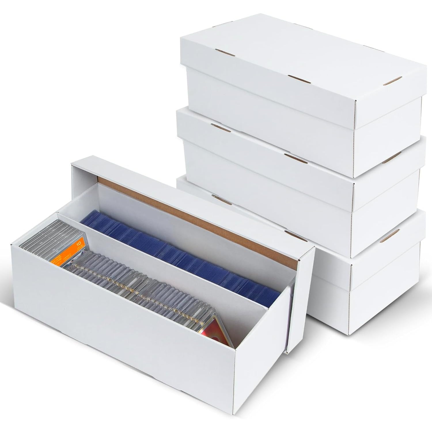 4 Pack Trading Card Storage Box - 4 Rows, Cardboard Storage Box holds ...