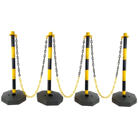 4 Pack Traffic Delineator Post Cones with Fillable Base, Adjustable ...