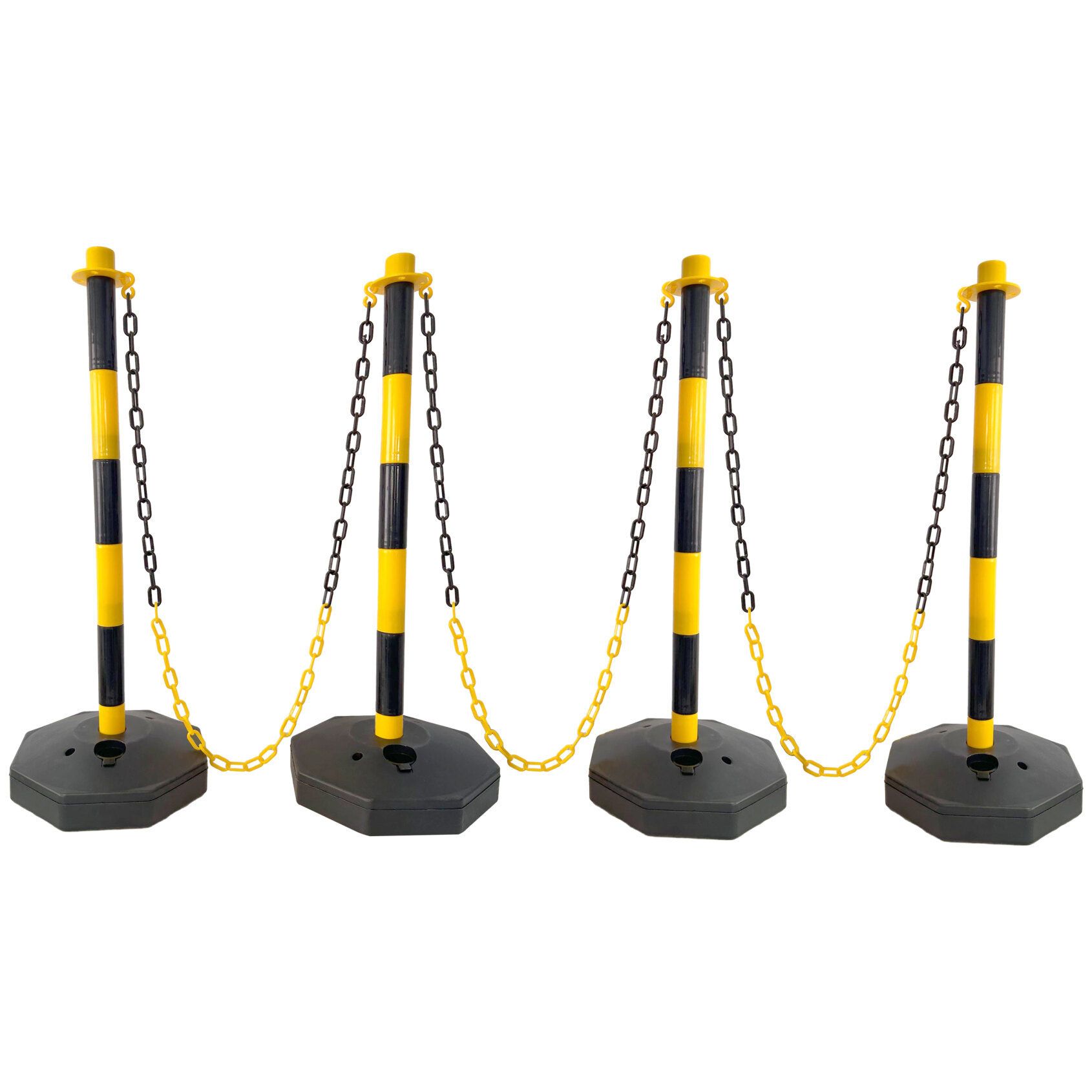 4 Pack Traffic Delineator Post Cones with Fillable Base, Adjustable ...