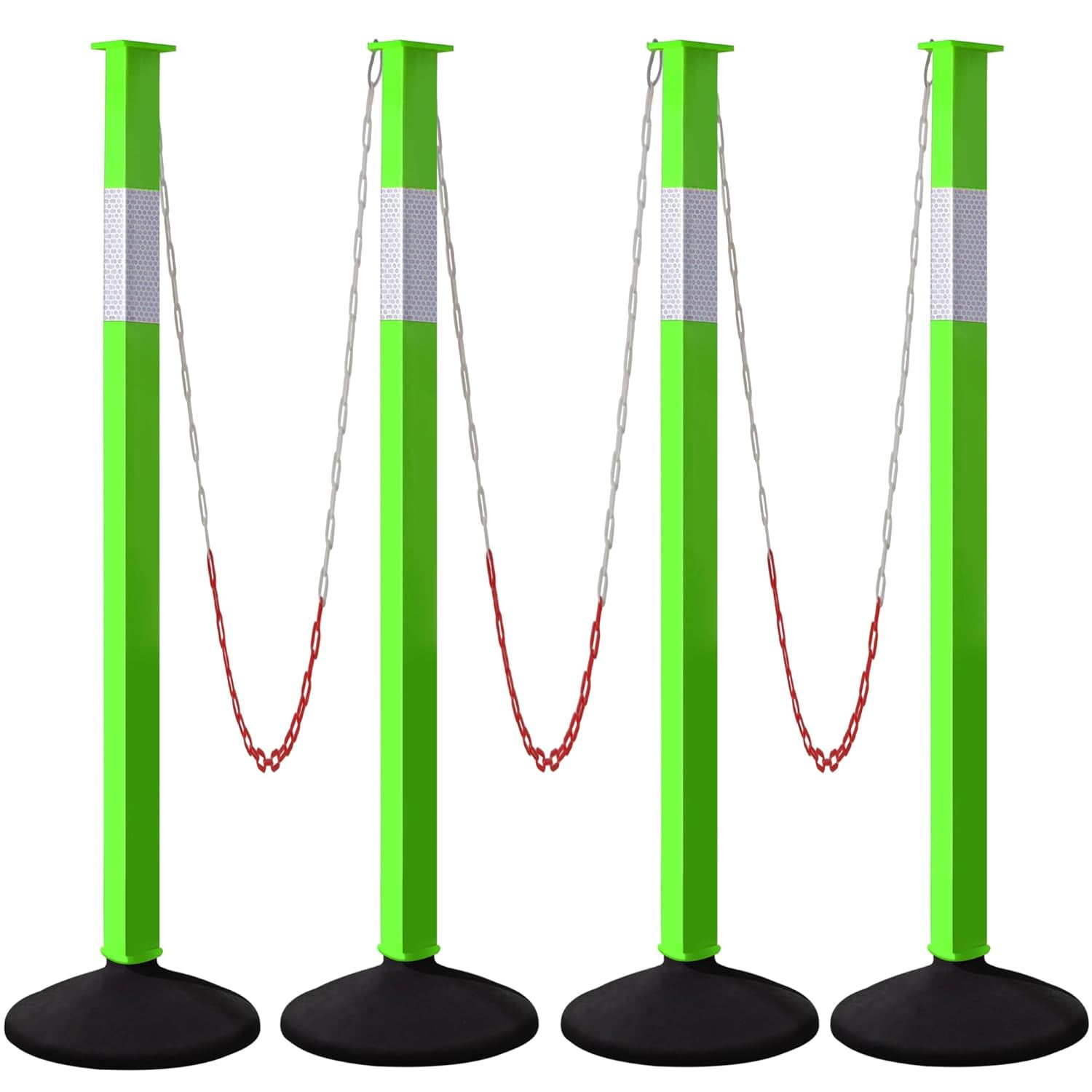 4 Pack Traffic Delineator Post Cones with Weighted Base & Reflective ...