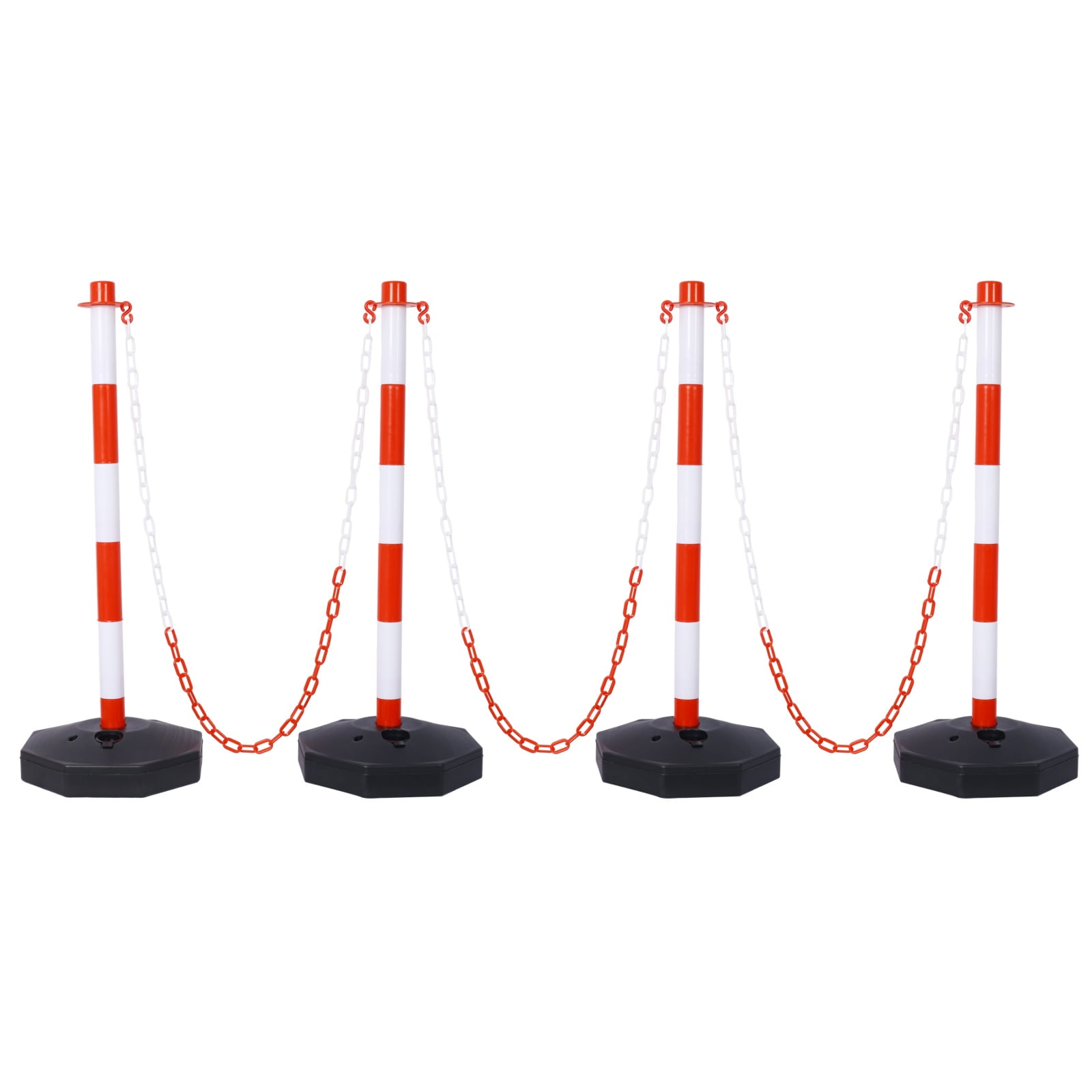 4 Pack Traffic Delineator Post Cones with Fillable Base & 5ft Chains ...