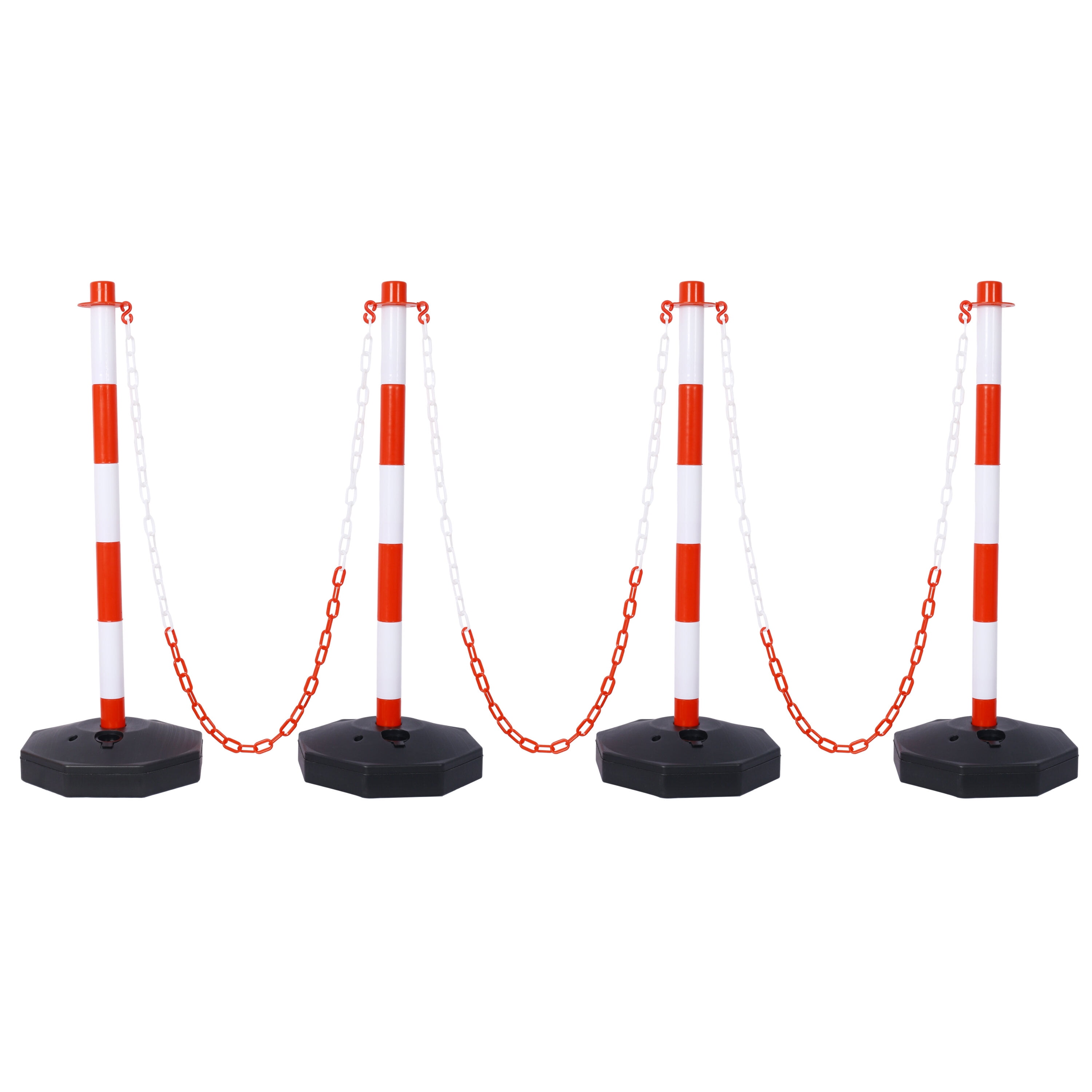4-Pack Traffic Delineator Posts with Fillable Base & 5ft Chain ...