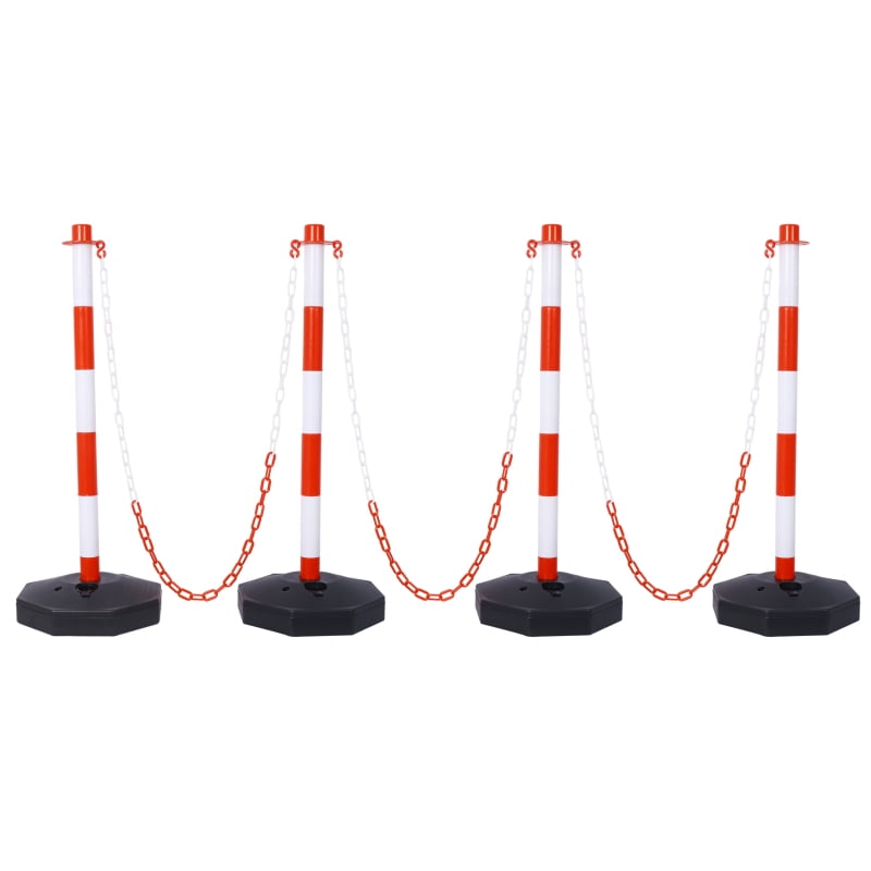 4-Pack Traffic Delineator Posts with Fillable Bases & 5ft Chains ...