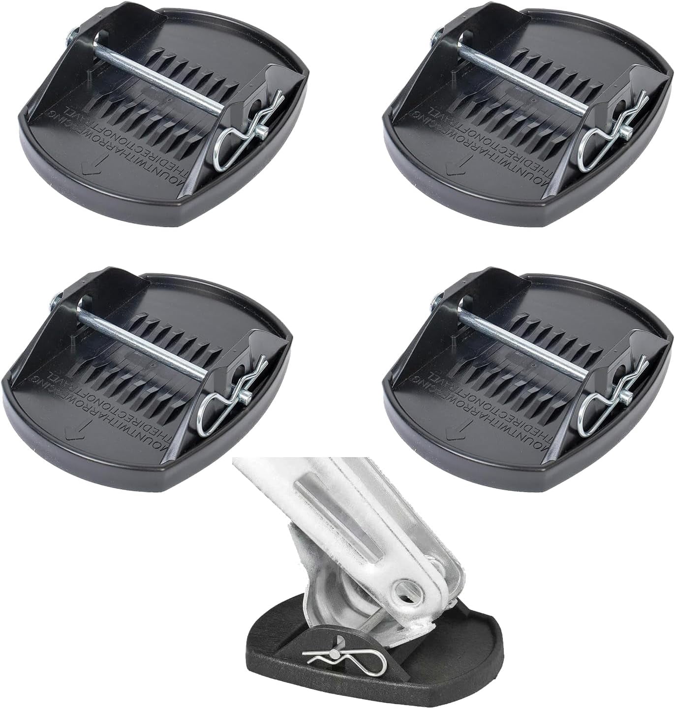 4 Pack Trailer Stabilizer Leg Foot Pads with Locking Pins, Heavy-Duty ...
