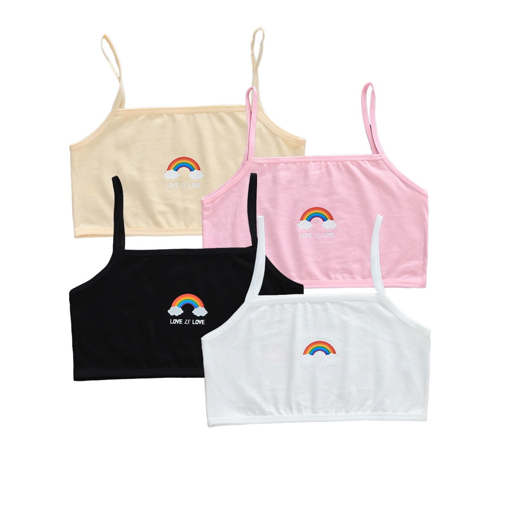 4 Pack Training Bras for Girls Girls Thin Cotton Wireless Light Straps ...