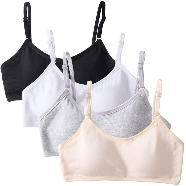 4 Pack Training Bras for Girls Seamless Adjustable Breathable Little ...