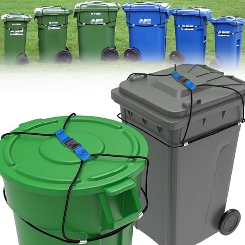 4 Pack Trash Can Locks for Animals, Double Lock Garbage Can Lock Bungee ...