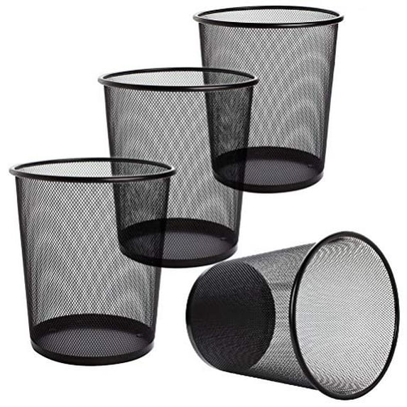 4 Pack Trash Can Mesh Round Open Top Wastebasket - 2.5 Gallon Recycling ...