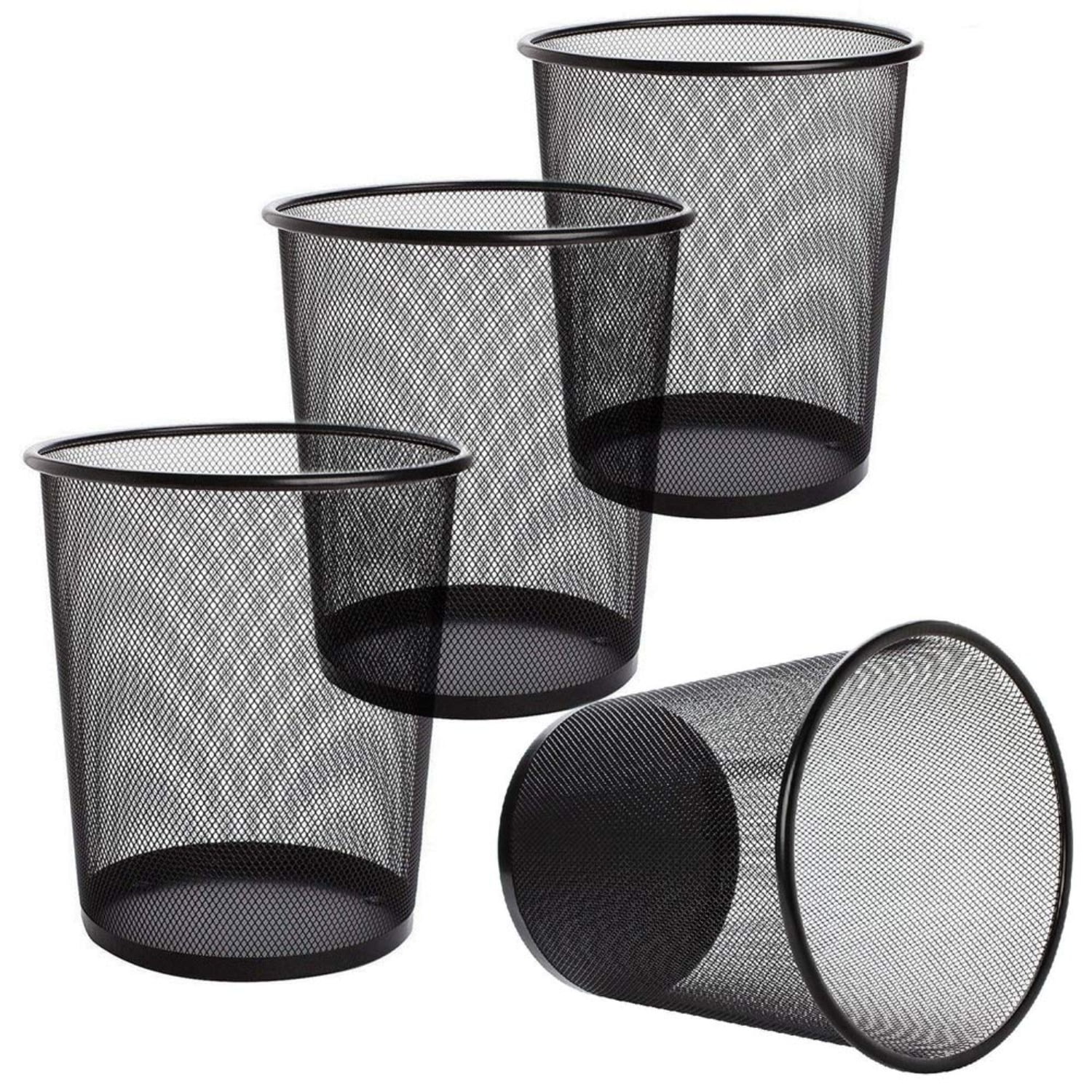 4 Pack Trash Can Mesh Round Open Top Wastebasket - 2.5 Gallon Recycling ...