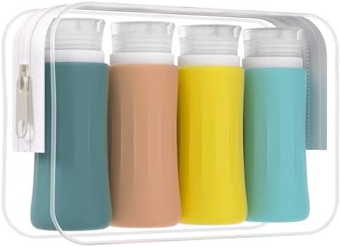 4 Pack Travel Size Toiletries Containers Sets - TSA Approved Leak Proof ...