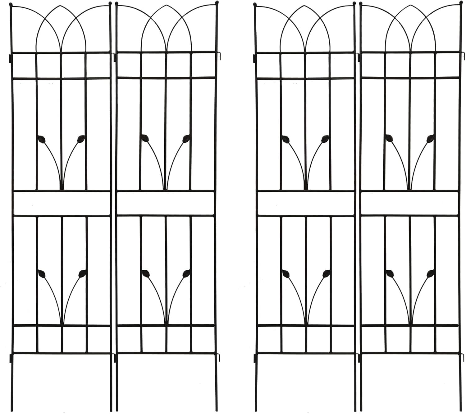 4 Pack Trellis for Climbing Outdoor, 6 FT Tall Galvanized Steel Garden Trellis for Patio Lawn ...