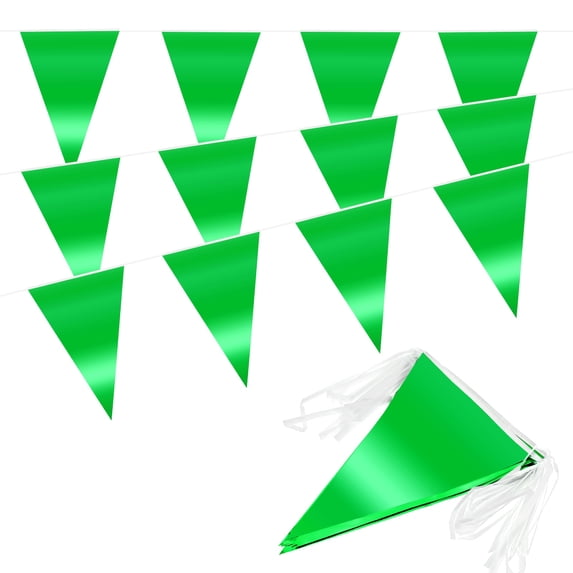 4-Pack Triangle Pennant Banner Flag Green Metallic Fabric Bunting Party ...
