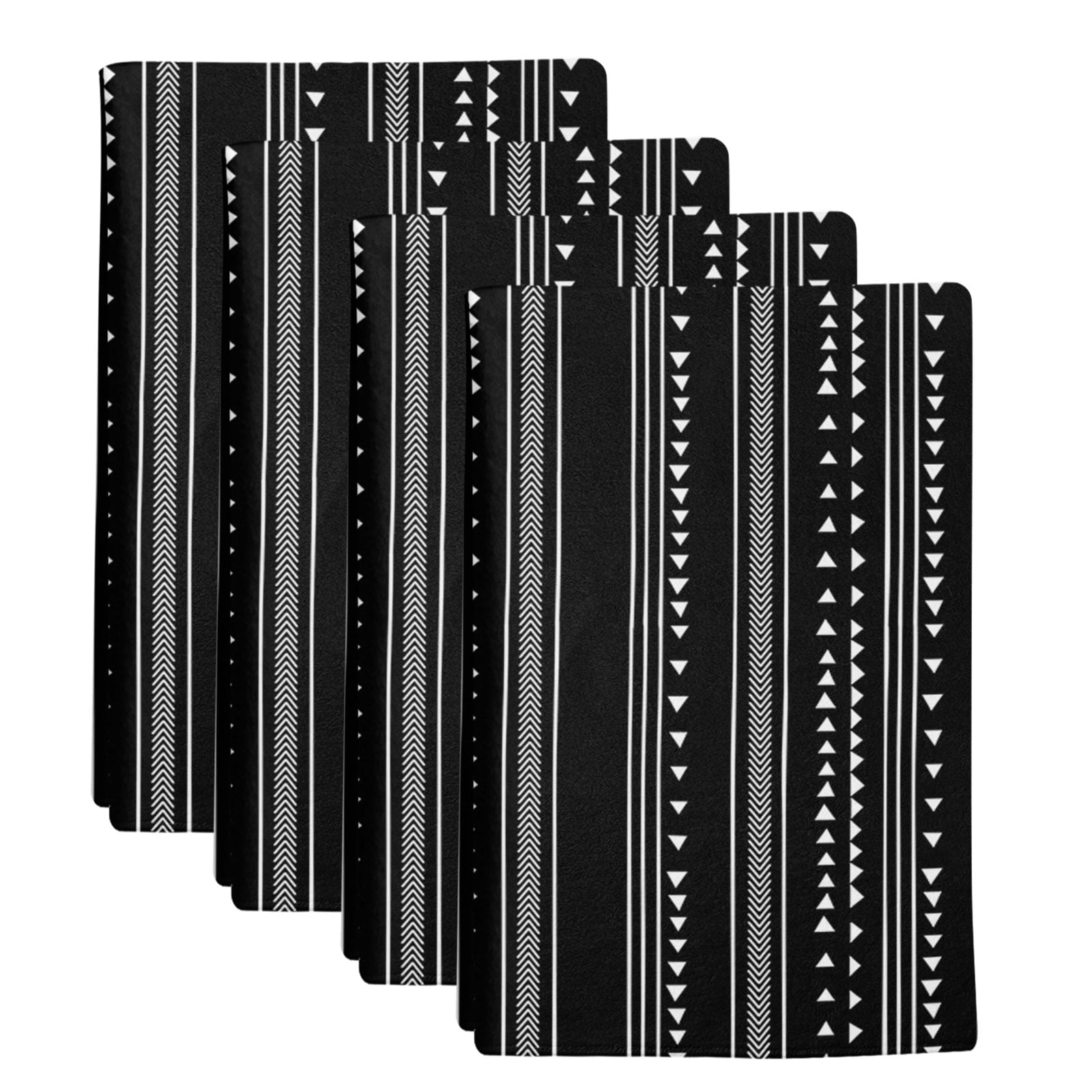 4 Pack Triangle Stripes Geometric Kitchen Towels Boho Abstract Black ...