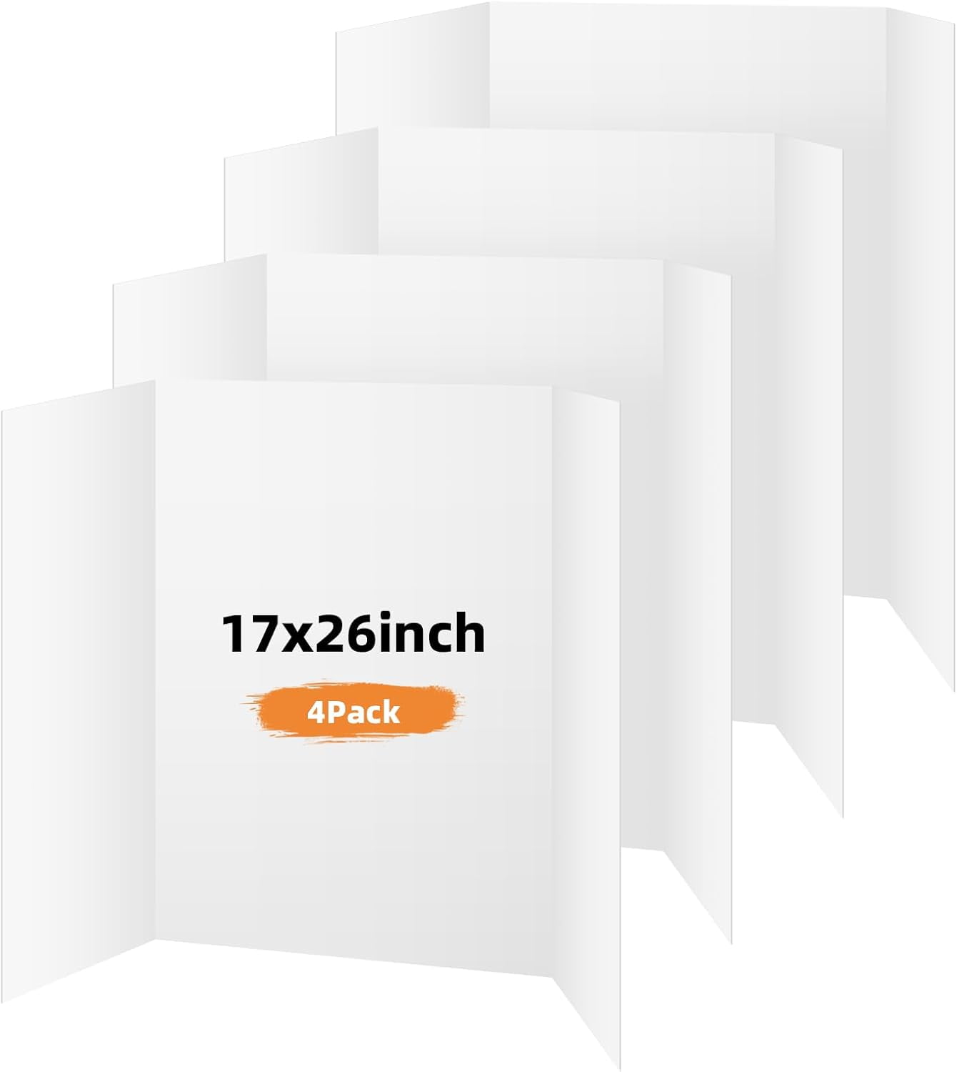 4 Pack Trifold Poster Board, 17x26 Inches White Presentation Board ...