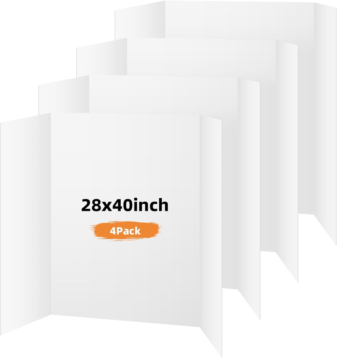 4 Pack Trifold Poster Board, 28x40 Inches White Presentation Board ...