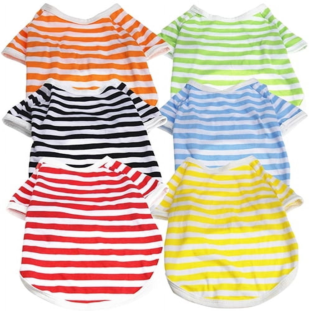 SPRING PARK Summer Dog Clothes Pet Striped T-Shirt Plain Puppy Apparel ...