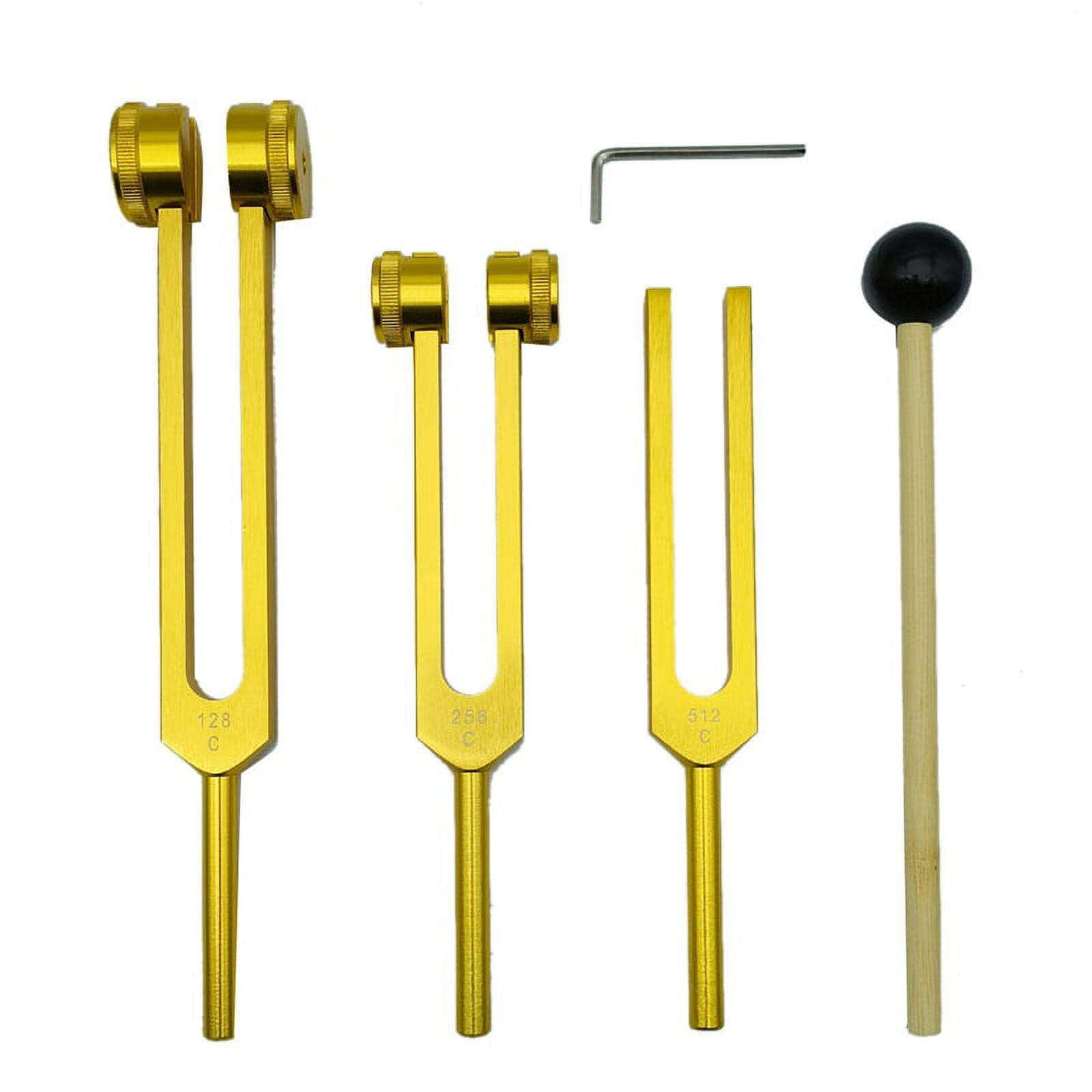 4 Pack Tuning Fork Set(128Hz, 256Hz, 512Hz)with Tuning Fork Hammer for ...