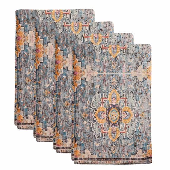 4 Pack Turmeric Gray Blue Floral Kitchen Towels Medieval Ethnic Turkey ...