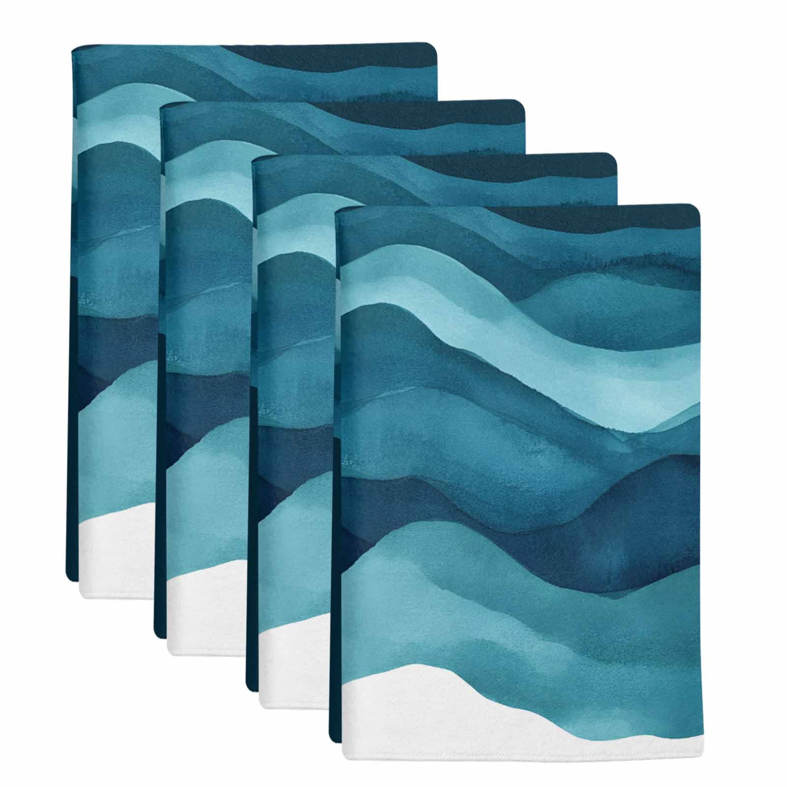 4 Pack Turquoise Blue Kitchen Towels Water Ripple Abstract Gradient ...