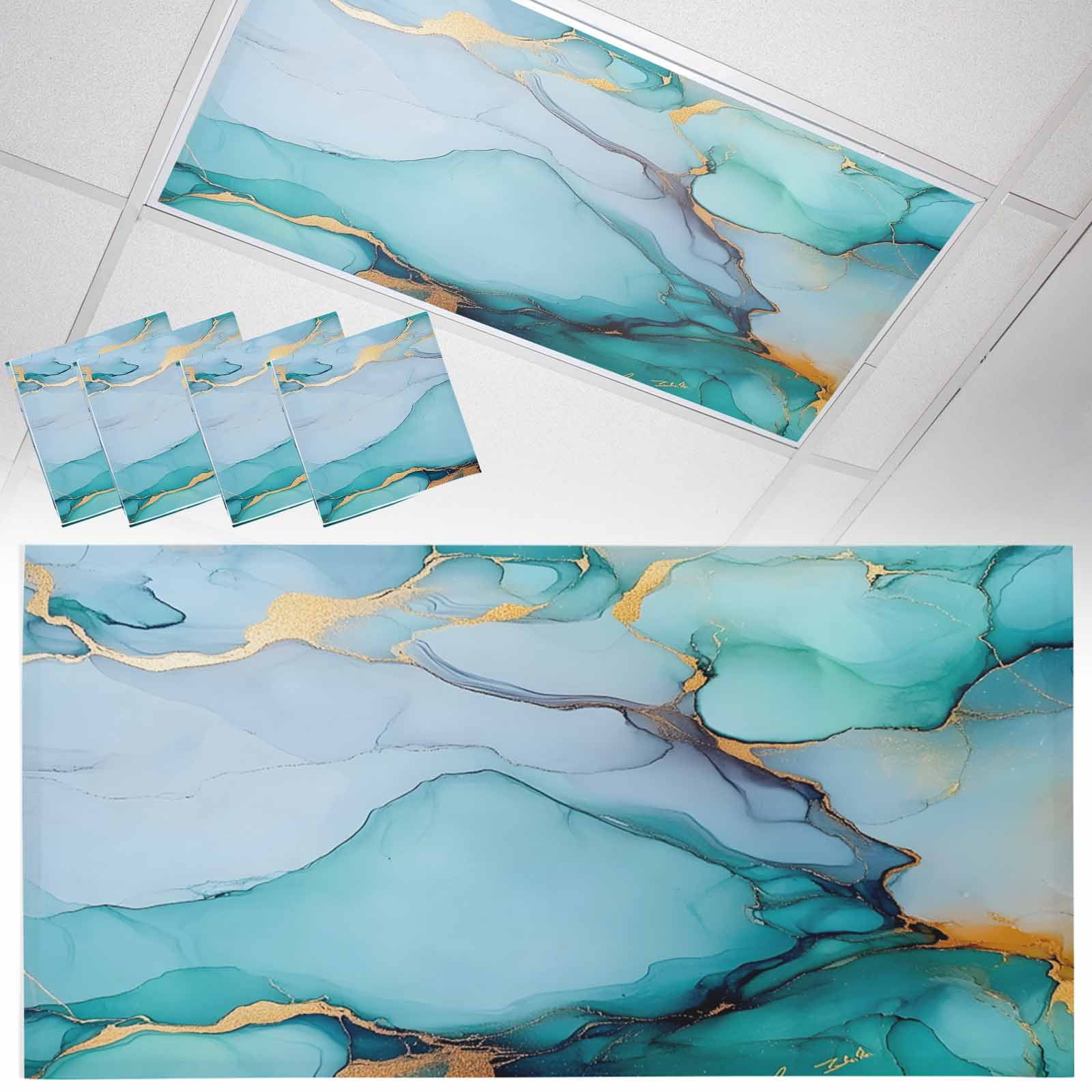 4 Pack Turquoise Marble Fluorescent Light Covers for Ceiling Lights ...