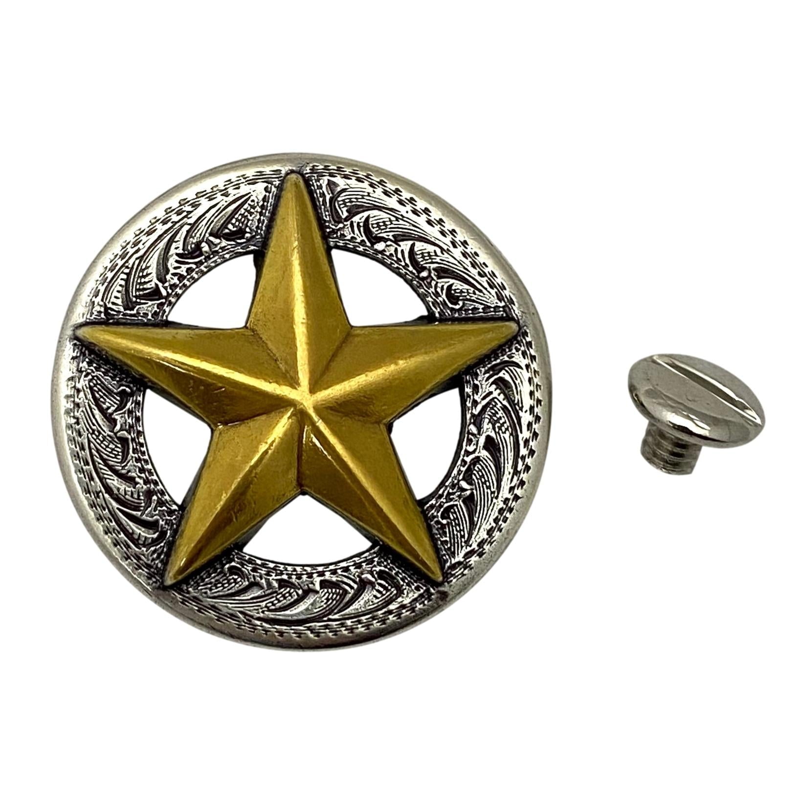4 Pack Two Toned Gold Star Screw Back Conchos - 1 1/4" - Walmart.com