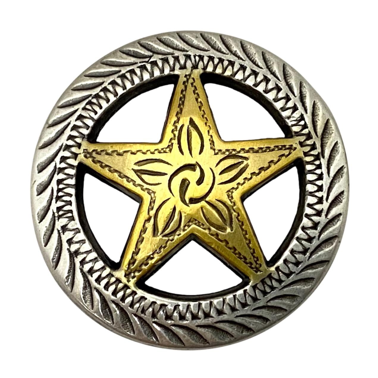 4 Pack Two Toned Gold Star with Silver Roped Edge Screw Back Conchos ...