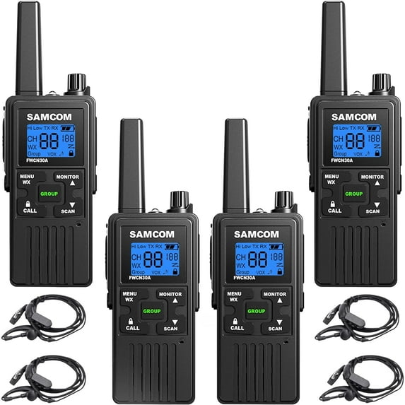 4 Pack Two Way Radios Long Range Rechargeable Walkie-Talkies for Adults ...