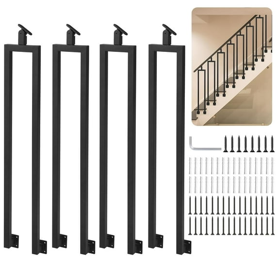4 Pack U Shape 38.6" Stair Balusters with Adjustable Top Bracket for ...
