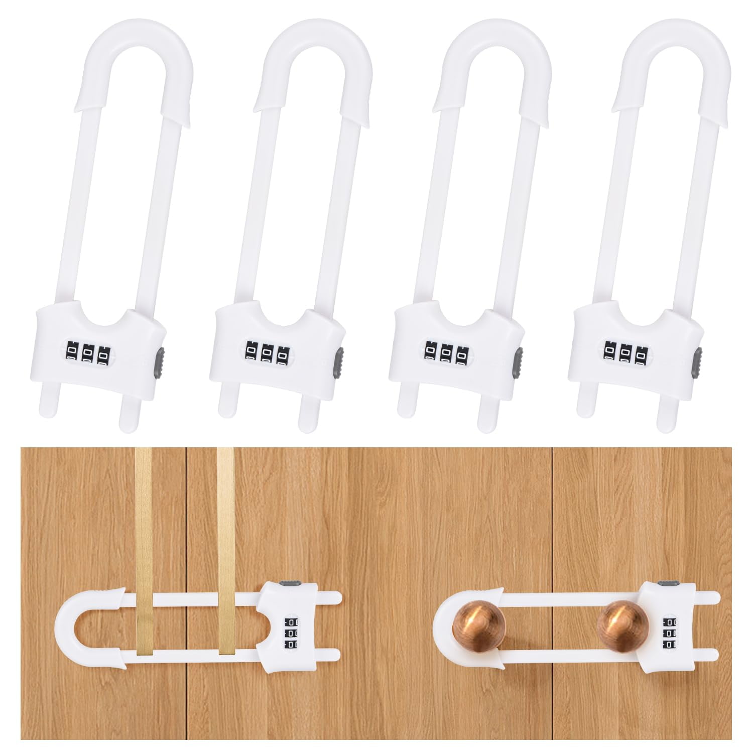 4 Pack U-Shaped Sliding Cabinet Locks Multifunctional Child Safety Lock ...