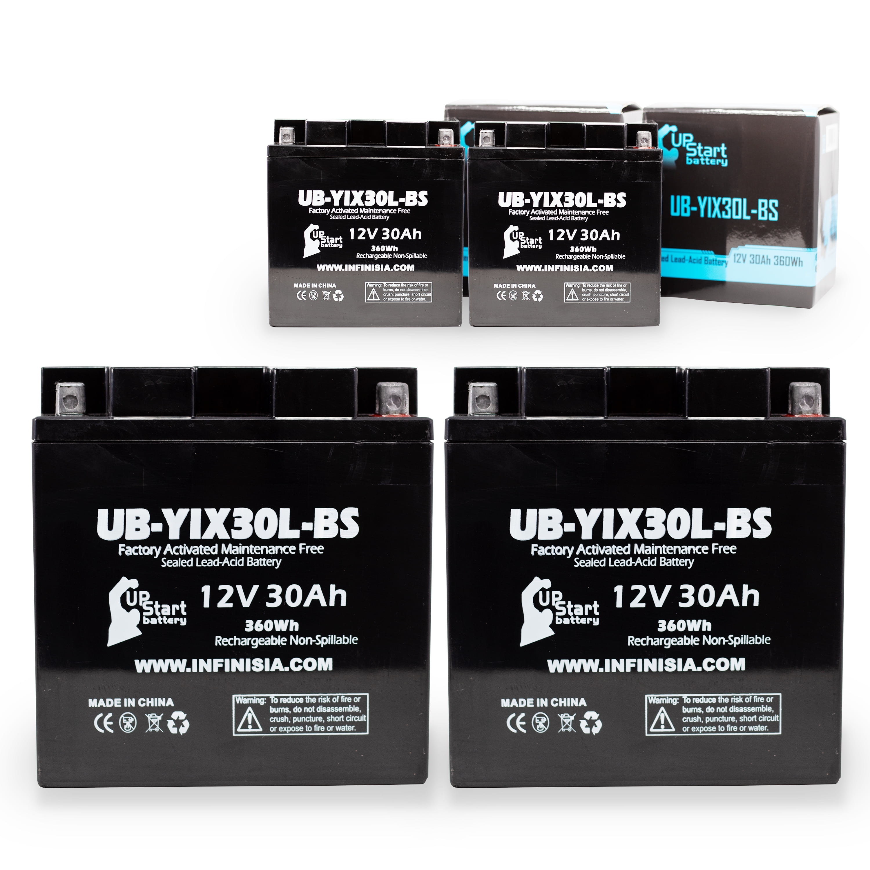 4-Pack UB-YIX30L-BS Battery Replacement for 2011 Arctic Cat Prowler 700 ...