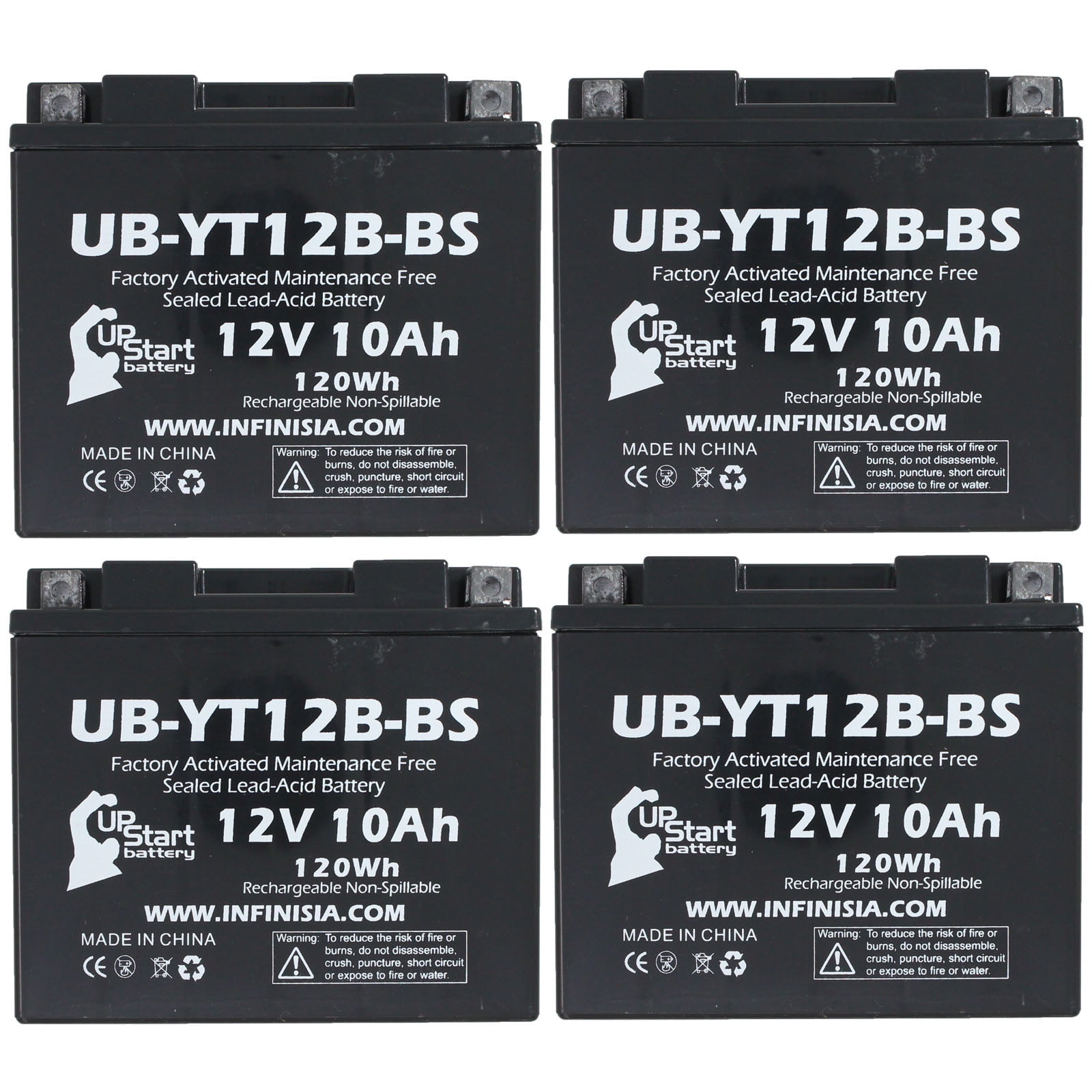 4-Pack UB-YT12B-BS Battery Replacement for 2011 Ducati 848, Corse SE ...