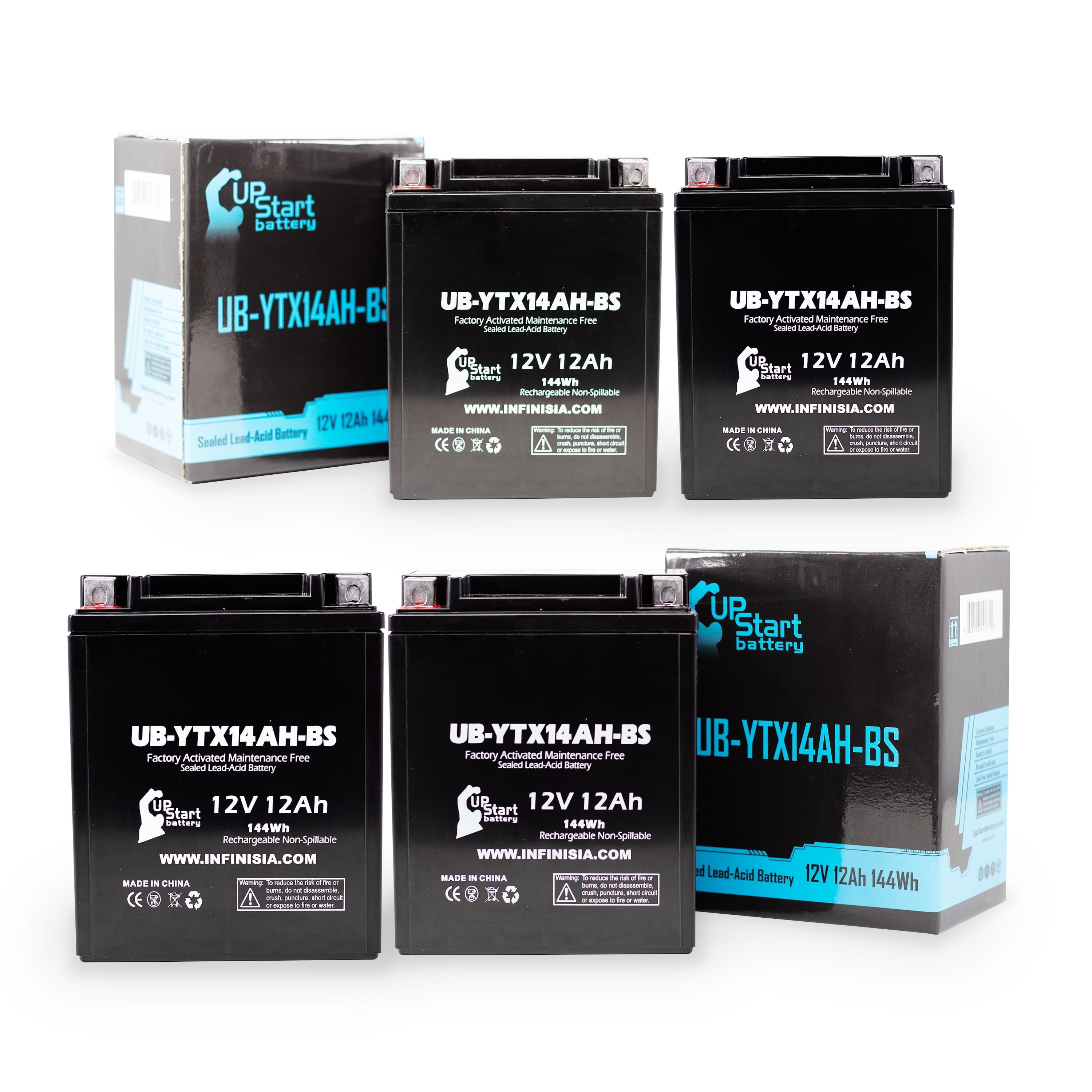 4-Pack UB-YTX14AH-BS Battery Replacement for 1993 Suzuki LT-4WD ...