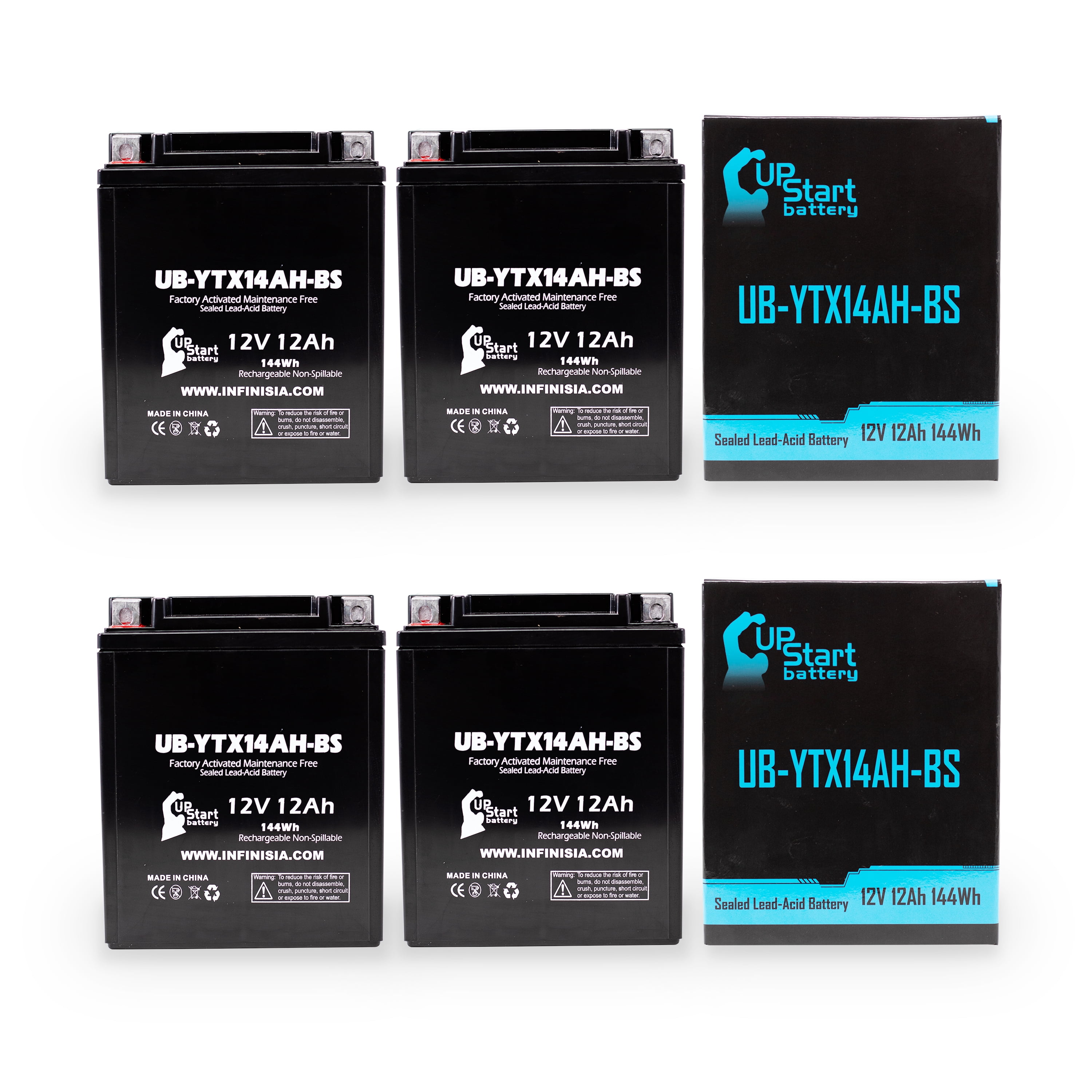 4-Pack UB-YTX14AH-BS Battery Replacement for 2013 Polaris All Models ...