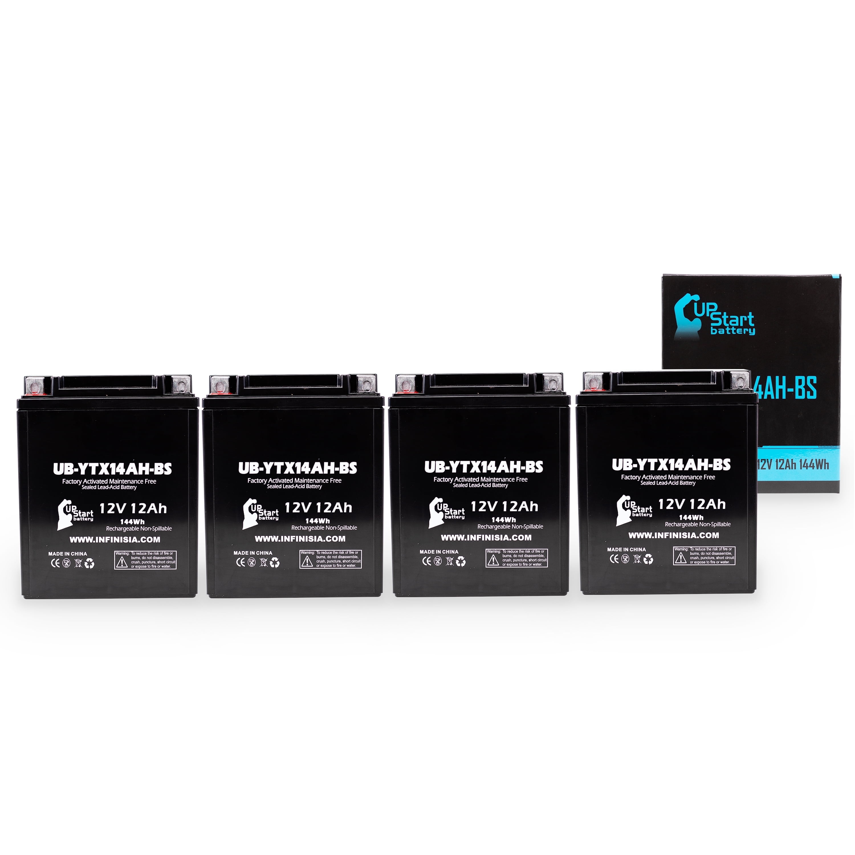 4-Pack UB-YTX14AH-BS Battery Replacement for Arctic Cat All Models 400 ...