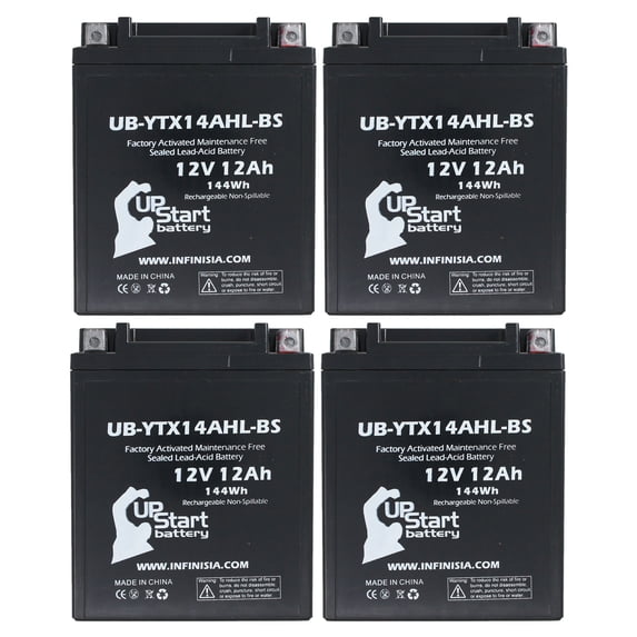 4-Pack UB-YTX14AHL-BS Battery Replacement for 2010 Moto Guzzi V7 ...