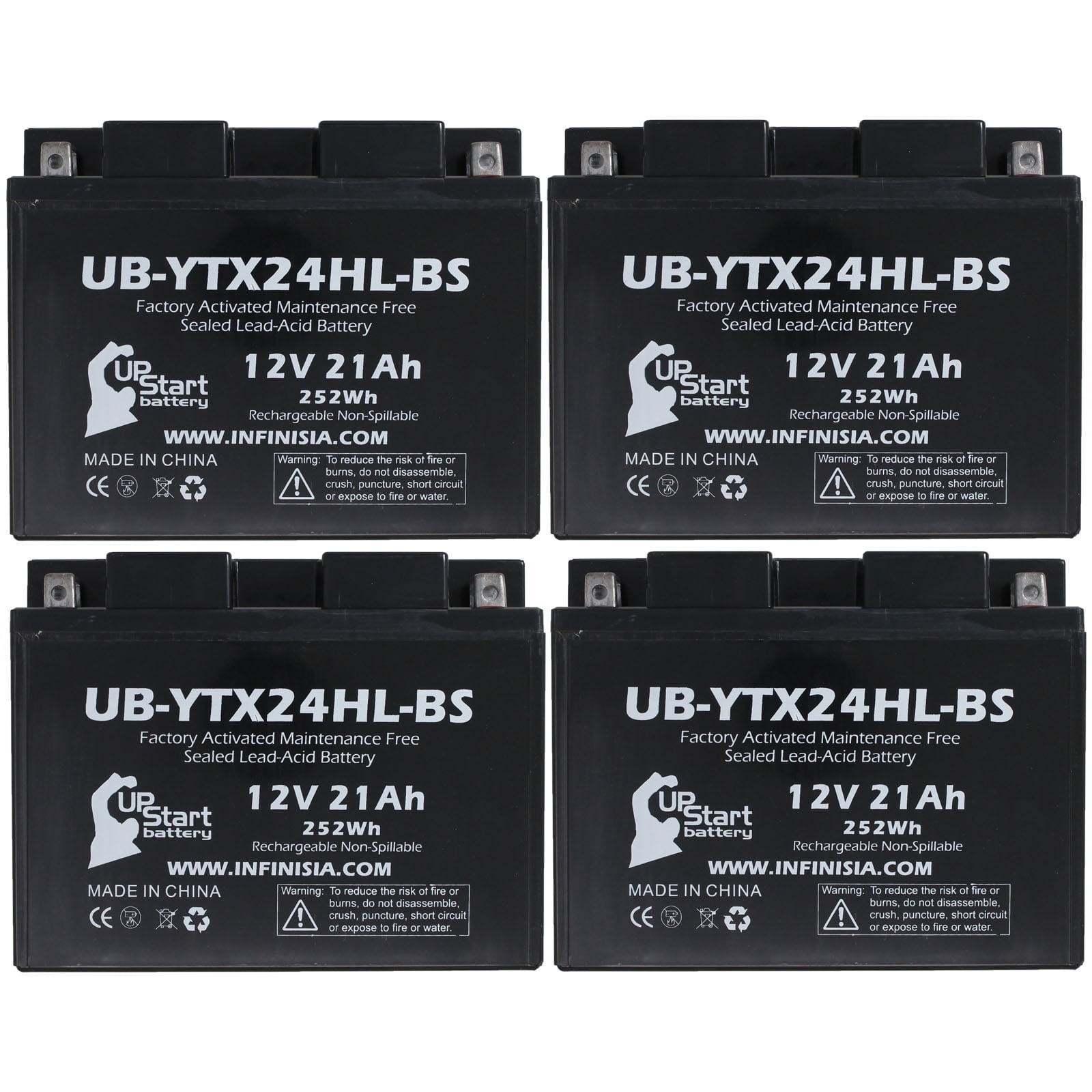 4-Pack UB-YTX24HL-BS Battery Replacement for 2010 Polaris Wide Track ...