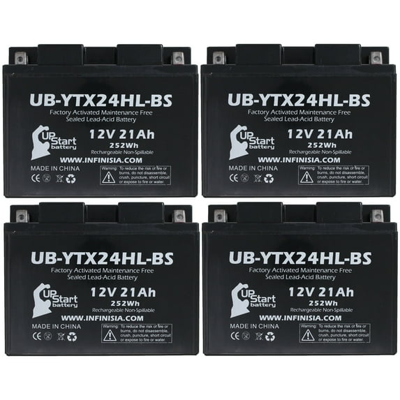 4-Pack UB-YTX24HL-BS Battery Replacement for 2010 Polaris Wide Track ...